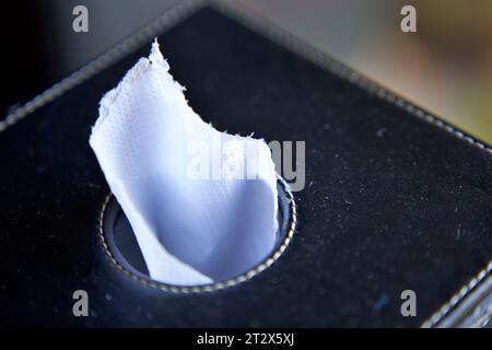 Opened tissue box on white background Stock Photo - Alamy