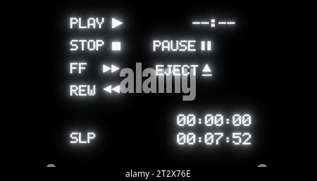 VHS video player screen for vintage effect with running timecode, and ...
