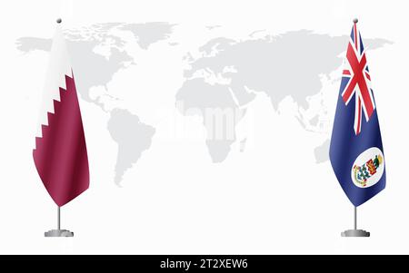 United Kingdom and Qatar flags for official meeting against background ...