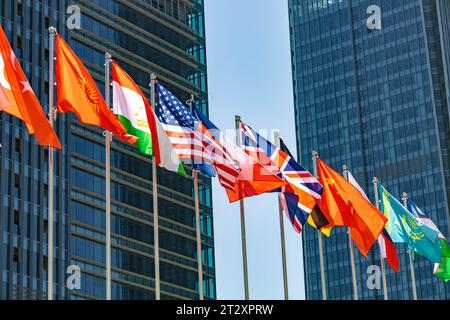 Flags on flagpoles for news topics Stock Photo - Alamy