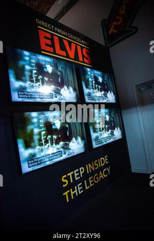 Advertisement board at the Direct from Graceland: Elvis exhibition ...
