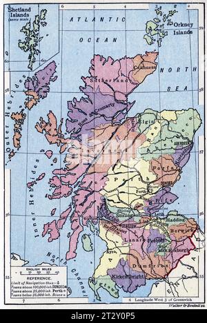 map of Scotland and the Shetland Islands circa 1910 from a school ...