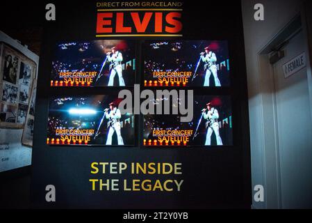 Advertisement board at the Direct from Graceland: Elvis exhibition ...