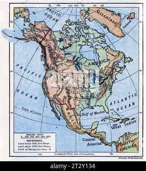 map of the USA circa 1910 from a school geography text book Stock Photo ...