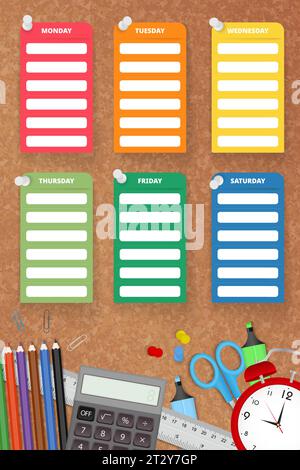 cartoon back school timetable template vector design illustration Stock ...