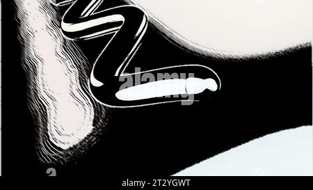 Abstract snake like flexible motion on the endless line. Design ...