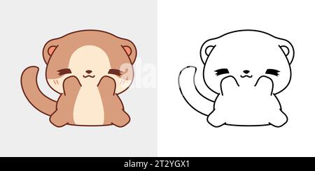 Cartoon Baby Ferret Clipart for Coloring Page and Illustration. Clip ...