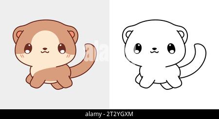 Cartoon Baby Ferret Clipart for Coloring Page and Illustration. Clip ...