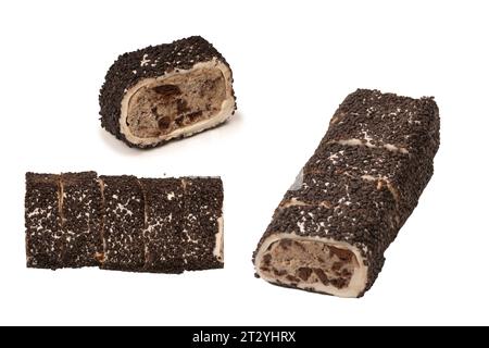 Sweet roll with chocolate and nuts, turkish sweets. Turkish rahat ...