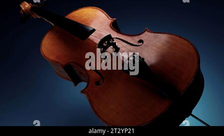 3d illustration of an abstract animated violin on a blue background ...