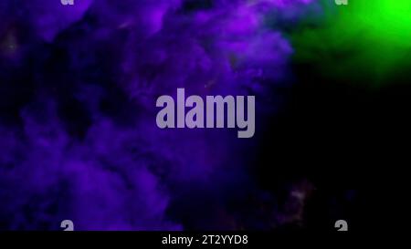 Vividly flying psychedelic color changing stormy clouds in a nebula in ...