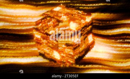 An extravagant cube artifact, mysterious Pandora's box. Motion. 3D ...
