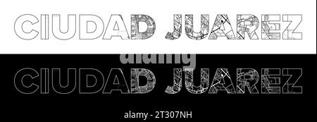 Ciudad Juarez Mexico City Map in Retro Style. Outline Map. Vector ...
