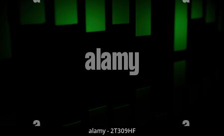 Black background with stripes appearing. Design. Short green stripes in ...