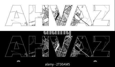 Ahvaz Iran Asia City map blue print vector illustration Stock Vector ...