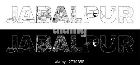 City Map Jabalpur India Asia vector illustration black white Stock ...