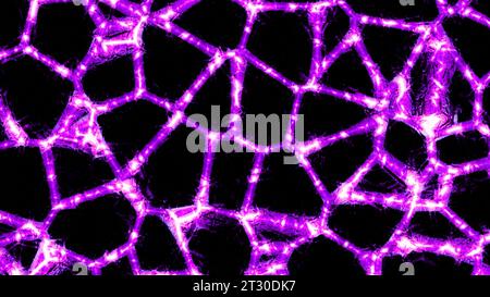 Pattern with moving neural networks on black background. Design. Bright ...