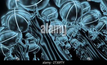 Basketball rotation animation. Design. Neon animation with 3d hands and ...
