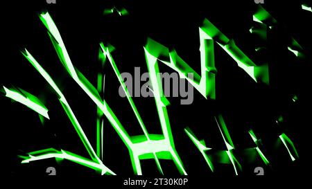 3d illustration - green Lines Expanding Tearing Across Frame to green ...
