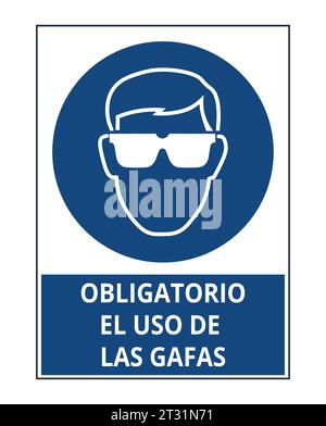 Warning Sign Eye Protection Required on white background Stock Vector ...