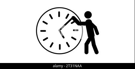 Business man or stickman fight against time. Stick figures man ...