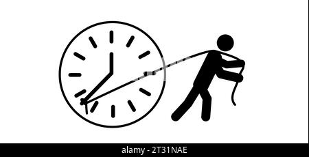 Business man or stickman fight against time. Stick figures man ...