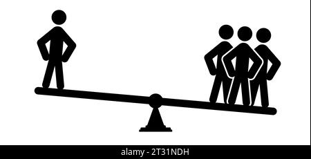 Cartoon people balance on seesaw. Team Balance, Stickman perfect ...