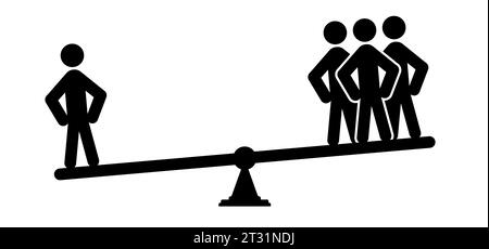 Cartoon people balance on seesaw. Team Balance, Stickman perfect ...