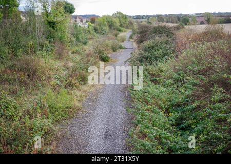 Leamside line mothballed railway at Sherburn, County Durham, UK, under ...