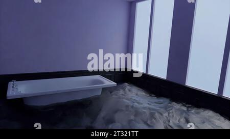 interior of a flooded modern bathroom 3d render Stock Photo - Alamy