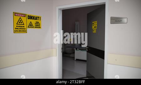 Hazard symbols in the radiology department in the hospital. mammography ...