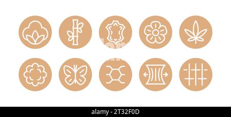 Natural fibers. Set of fabric types like cotton, bamboo, silk Stock ...