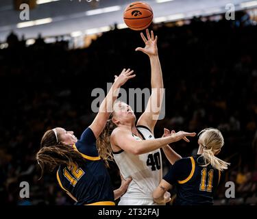 Iowa center Sharon Goodman (40) shoots during an exhibition game ...