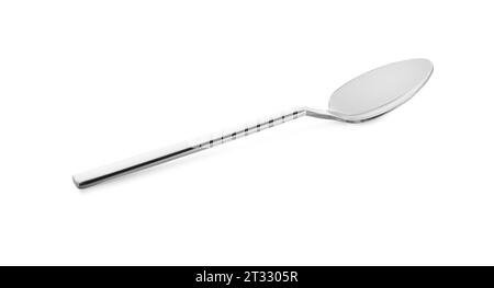 One clean shiny spoon isolated on white Stock Photo - Alamy