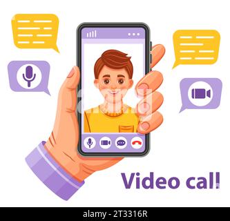 Icon with live chat video call. Isometric vector illustration. Editable ...