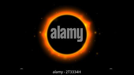 Sun full eclipse concept. Red orange solar glow background. Moon or ...