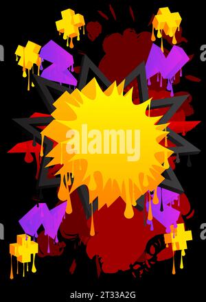 Purple, red and yellow graffiti speech bubble. Abstract modern ...