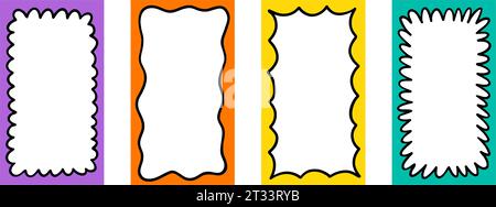 Groovy psychedelic frames in hippie style. Psychedelic retro border ...