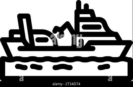 oceanographic research vessel line icon vector illustration Stock ...