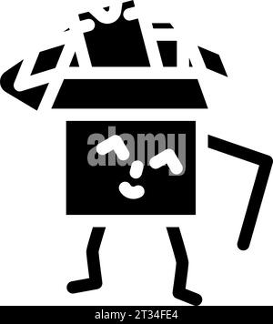 take out cardboard box character glyph icon vector illustration Stock ...