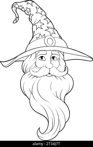 cartoon wizards fantasy characters coloring book page Stock Vector ...