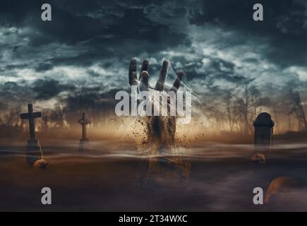 zombie hand, undead, coming out of the ground, monster hand on isolated ...