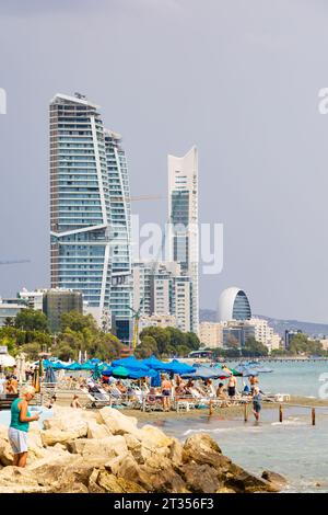 High rise developement buildings. Trilogy on Limassol seafront, Cyprus ...