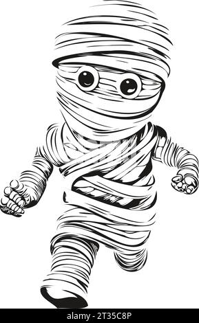Pharaoh mummy cartoon vector illustration. Mummification process end ...