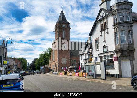 Banchory, Royal Deeside. looking west along A93 in town centre ...