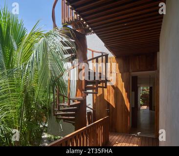 Wooden spiral staircase. Holiday Home Tulum - Casa Uh K aay, Tulum ...