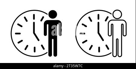Business man or stickman fight against time. Stick figures man ...
