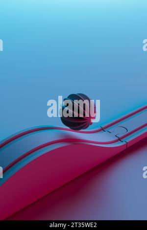 3D render of spherical object bouncing along toy track Stock Photo - Alamy