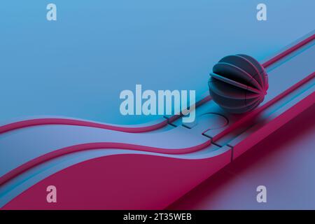 3D render of spherical object bouncing along toy track Stock Photo - Alamy