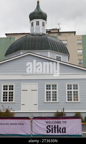 Welcome sign in Sitka Alaska AK in front of the harbor Stock Photo - Alamy